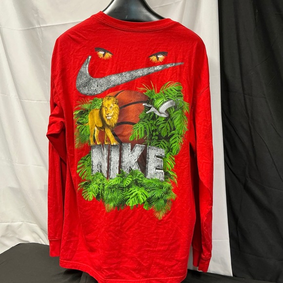 Nike | Shirts | Nike The Nike Tee Red Long Sleeve Tshirt Lion Snake ...